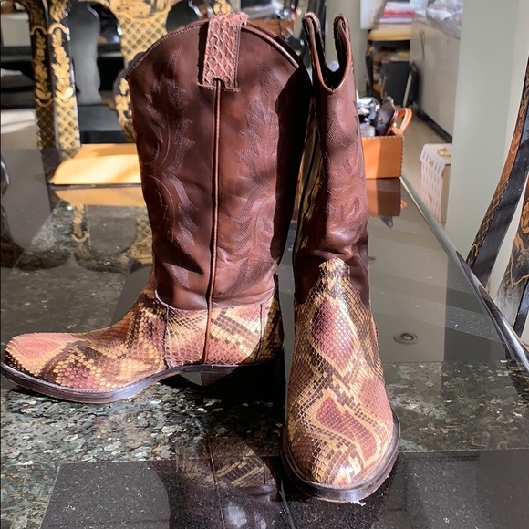 Sartore | Shoes | Sartore Brown Leathersnakeskin Cowboy Boots | Poshmark